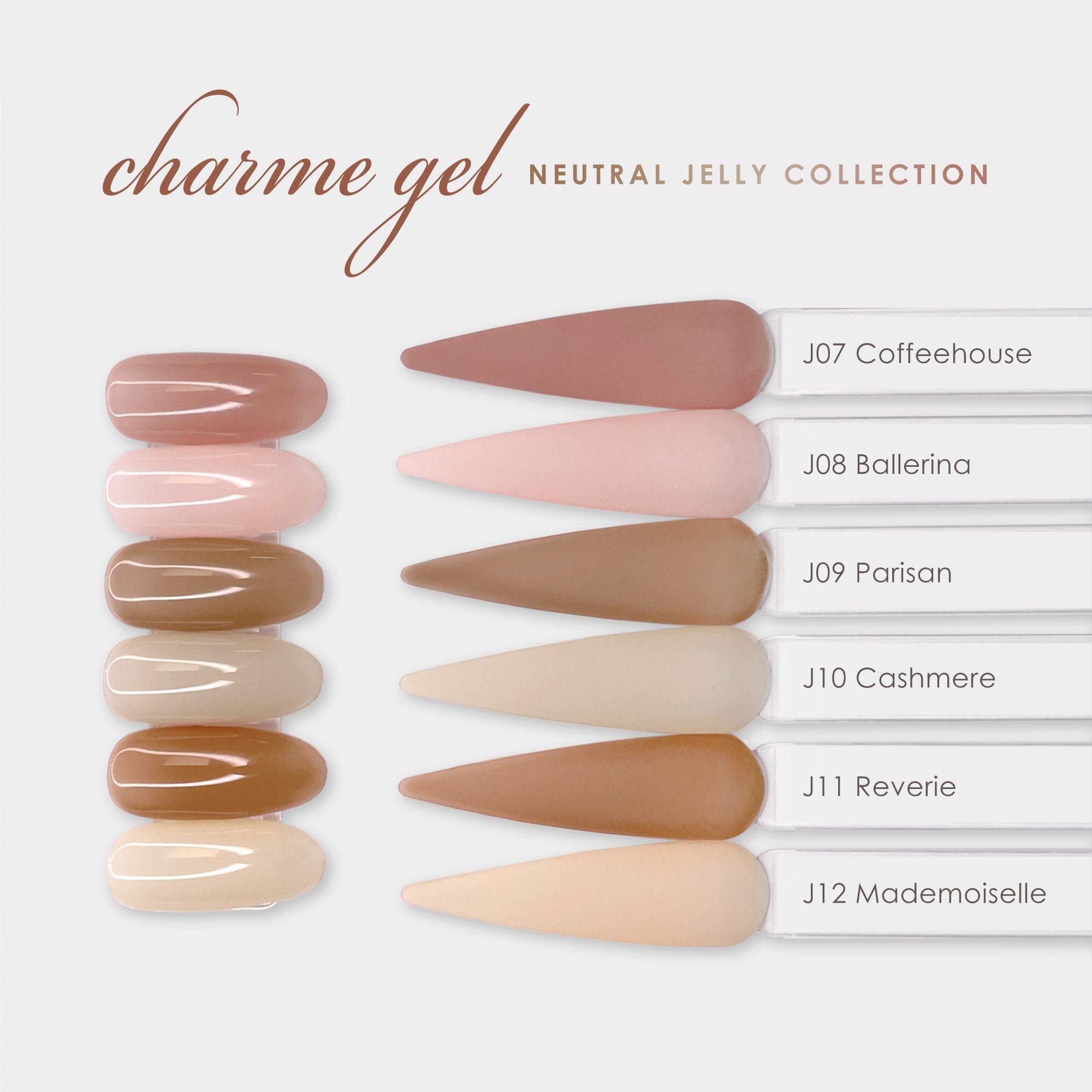 Charme Gel Neutral Jelly Collection / 6 Sheer Milky Base Colors French ...