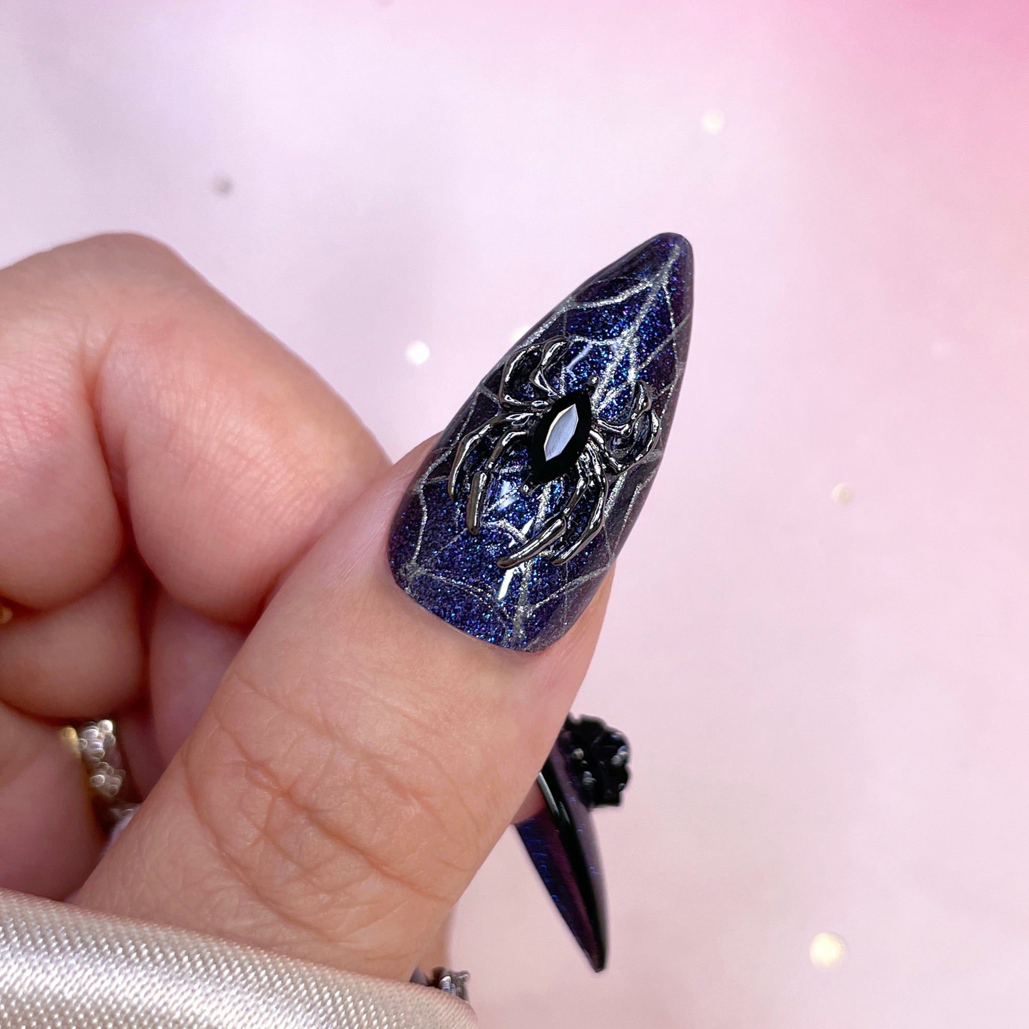 Gothic Spider / Gunmetal - Dark Creepy Crawly Bug Goth Halloween Nail ...