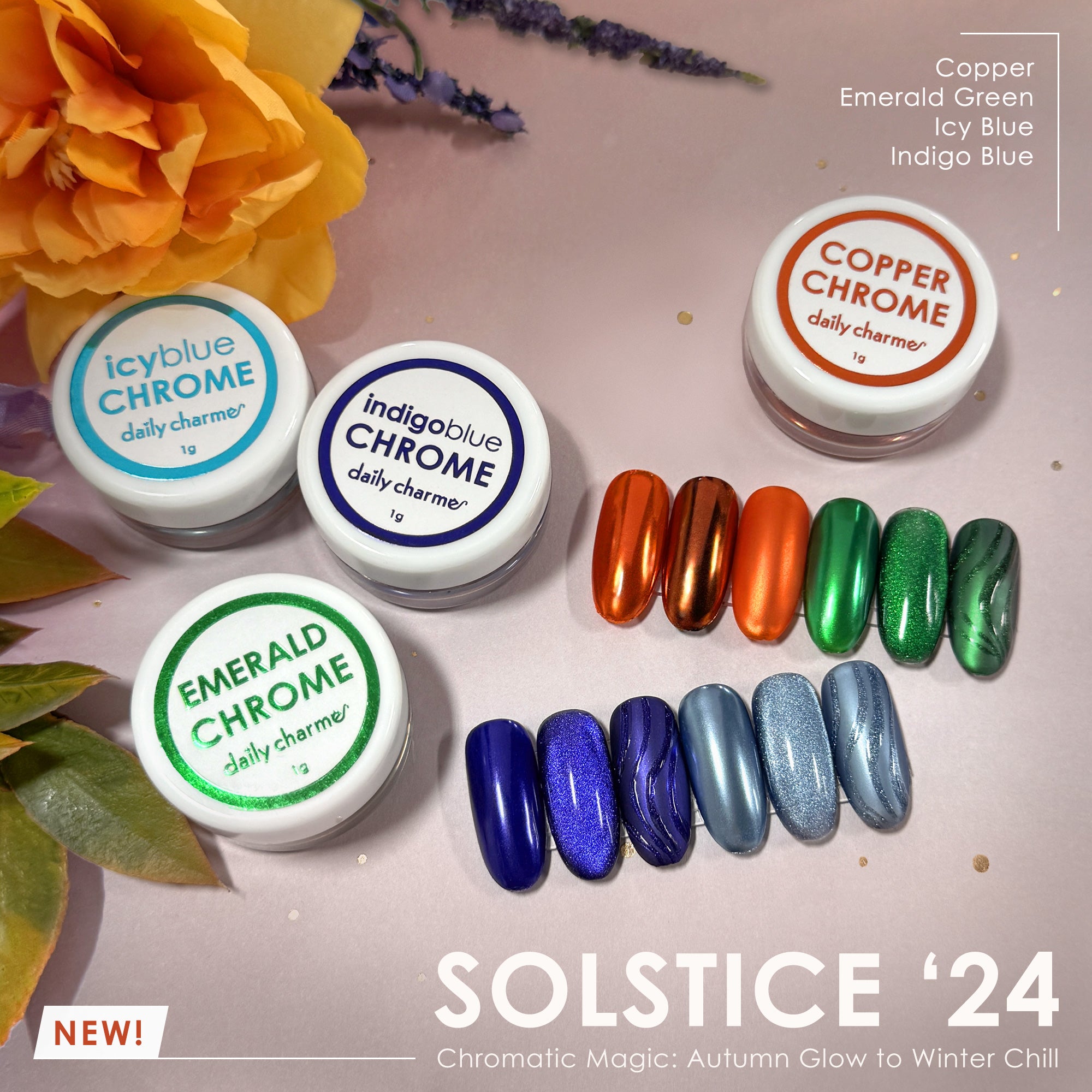 Daily Charme Mirror Copper Orange Chrome Powder Best Quality Fall Nail Art