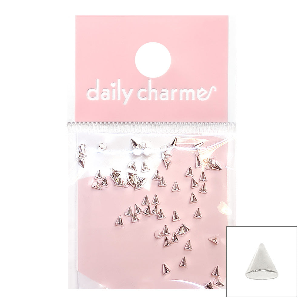 Daily Charme Nail Art Supply Small Silver Spike Studs for Punk Nail Art