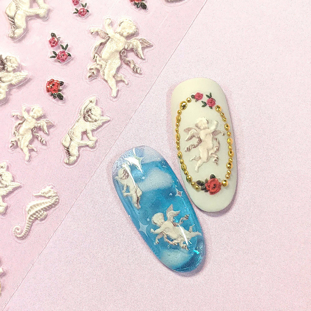 3D Embossed Nail Art Sticker / Baroque Angel – Daily Charme
