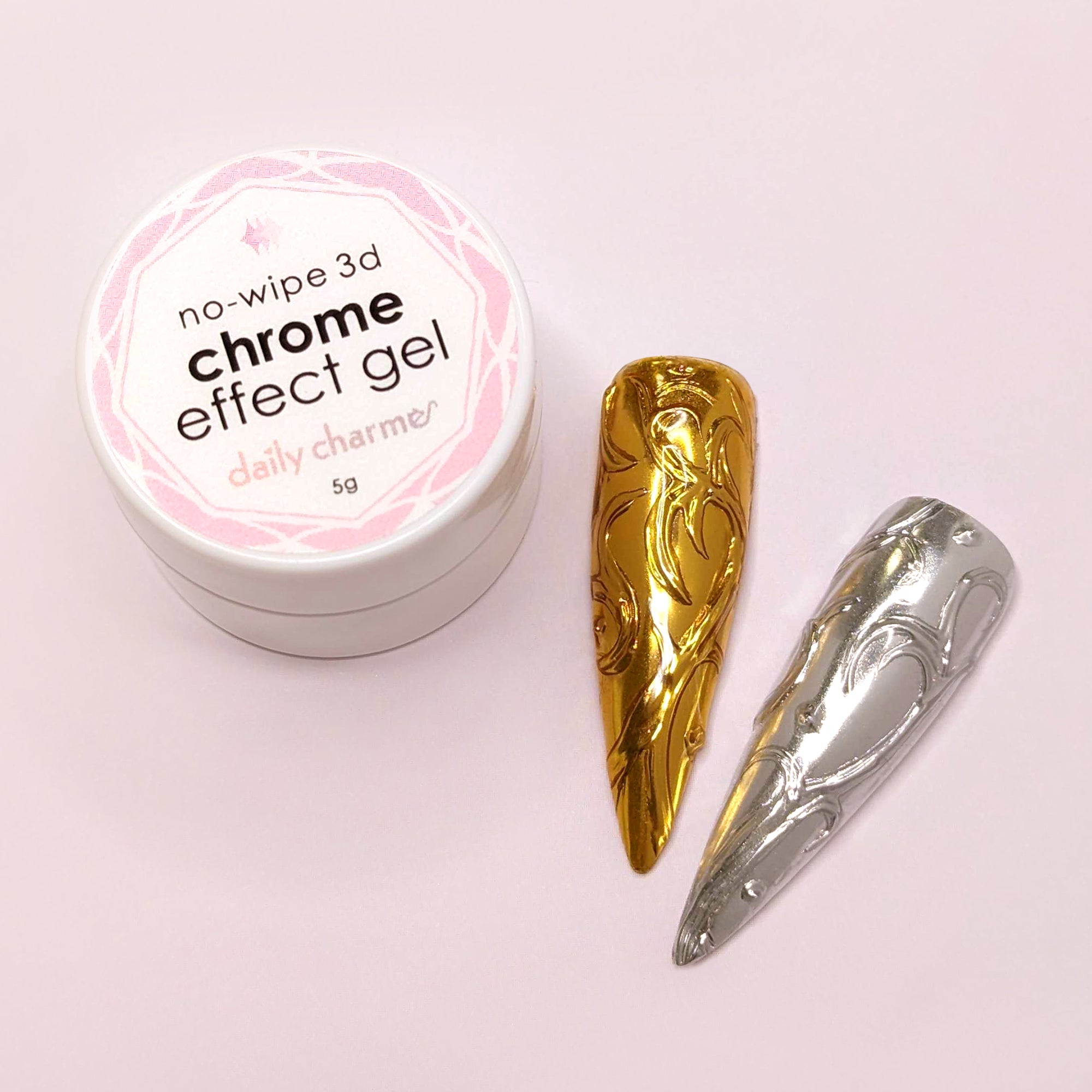 Daily Charme 3D Chrome Effect Gel | Clear No-Wipe Gel for Chrome Nail Art