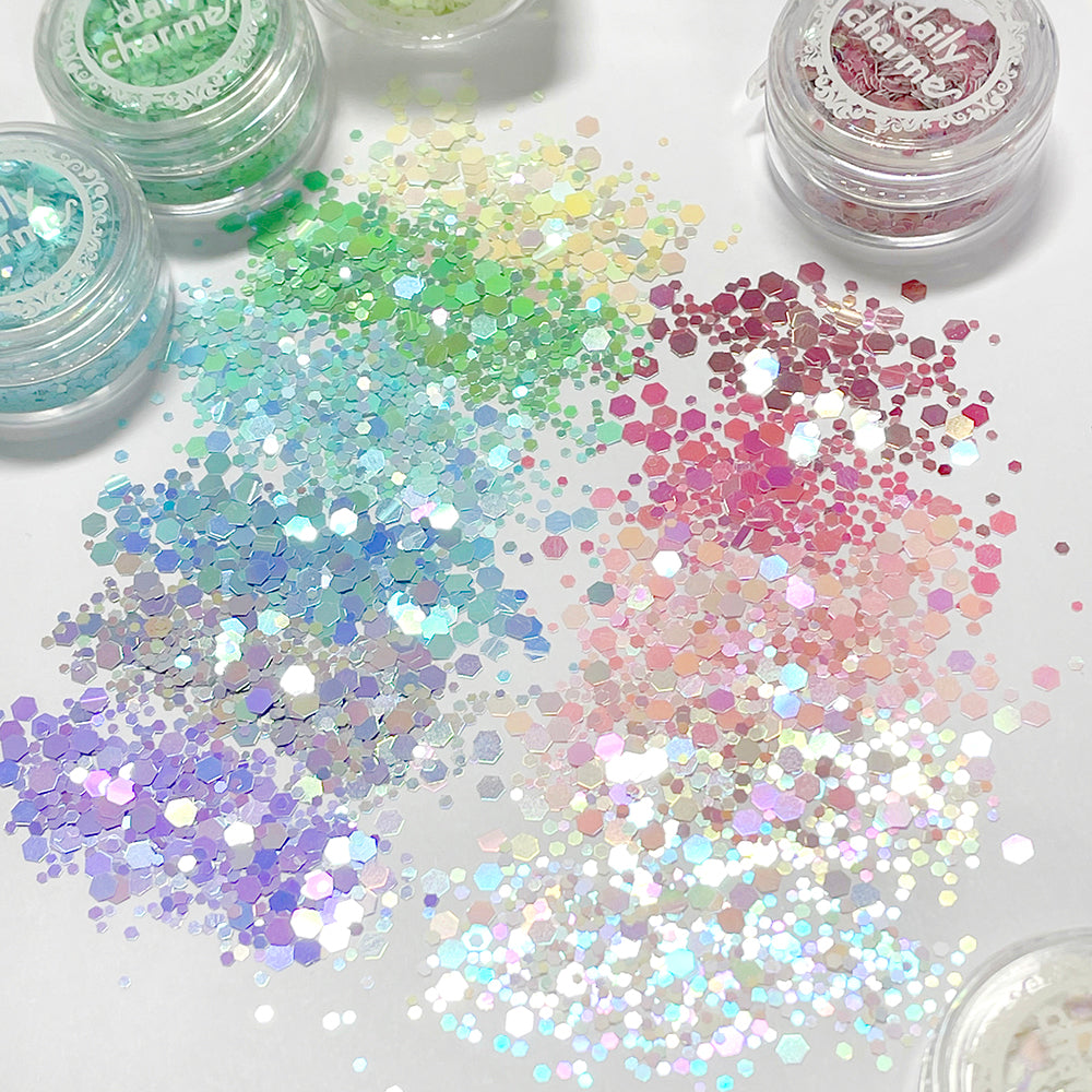 Iridescent Pastel Hex Mix Glitter Set / 12 Jars – Daily Charme